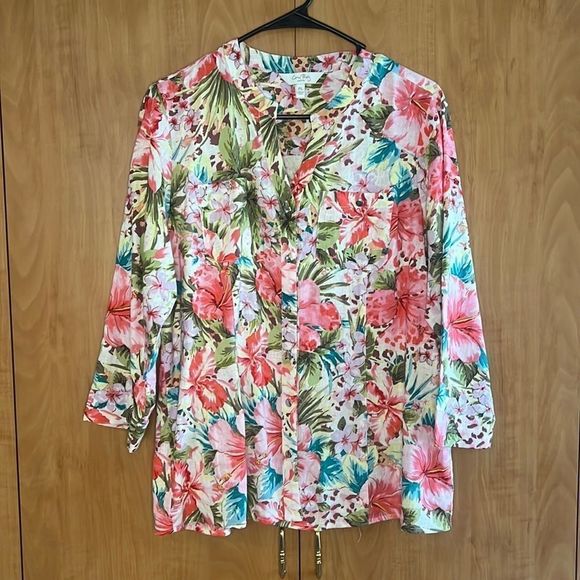 Coral Bay | Tops | Coral Bay Petitelarge 2 Sleevetropical Print Floral ...